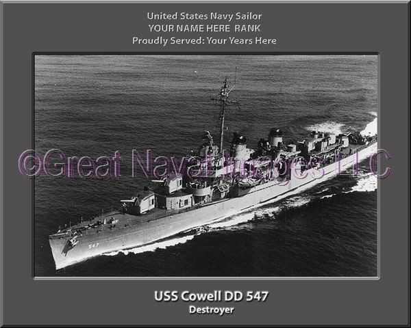 USS Cowell DD 547 Personalized Ship Canvas Print