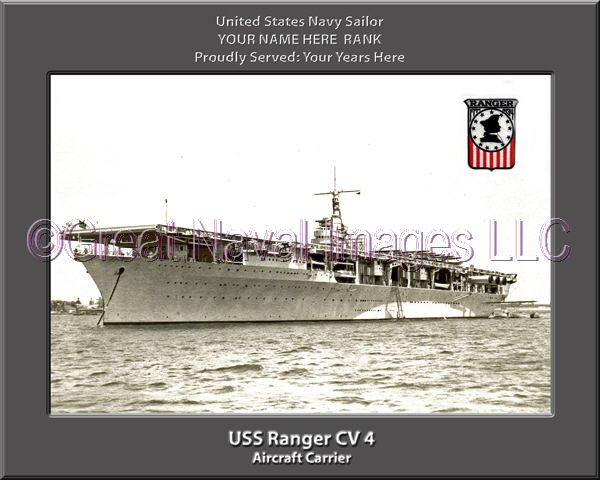 USS Ranger CV 4 Personalized Ship Canvas Print