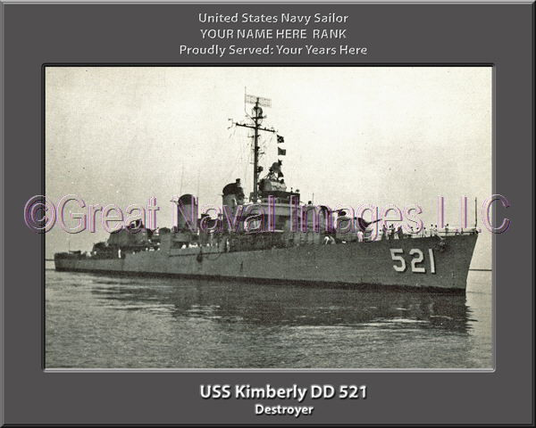 USS Kimberly DD 521 Personalized Ship Canvas Print