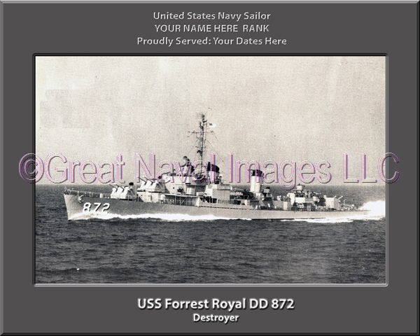 USS Forrest Royal DD 872 Personalized Ship Canvas Print