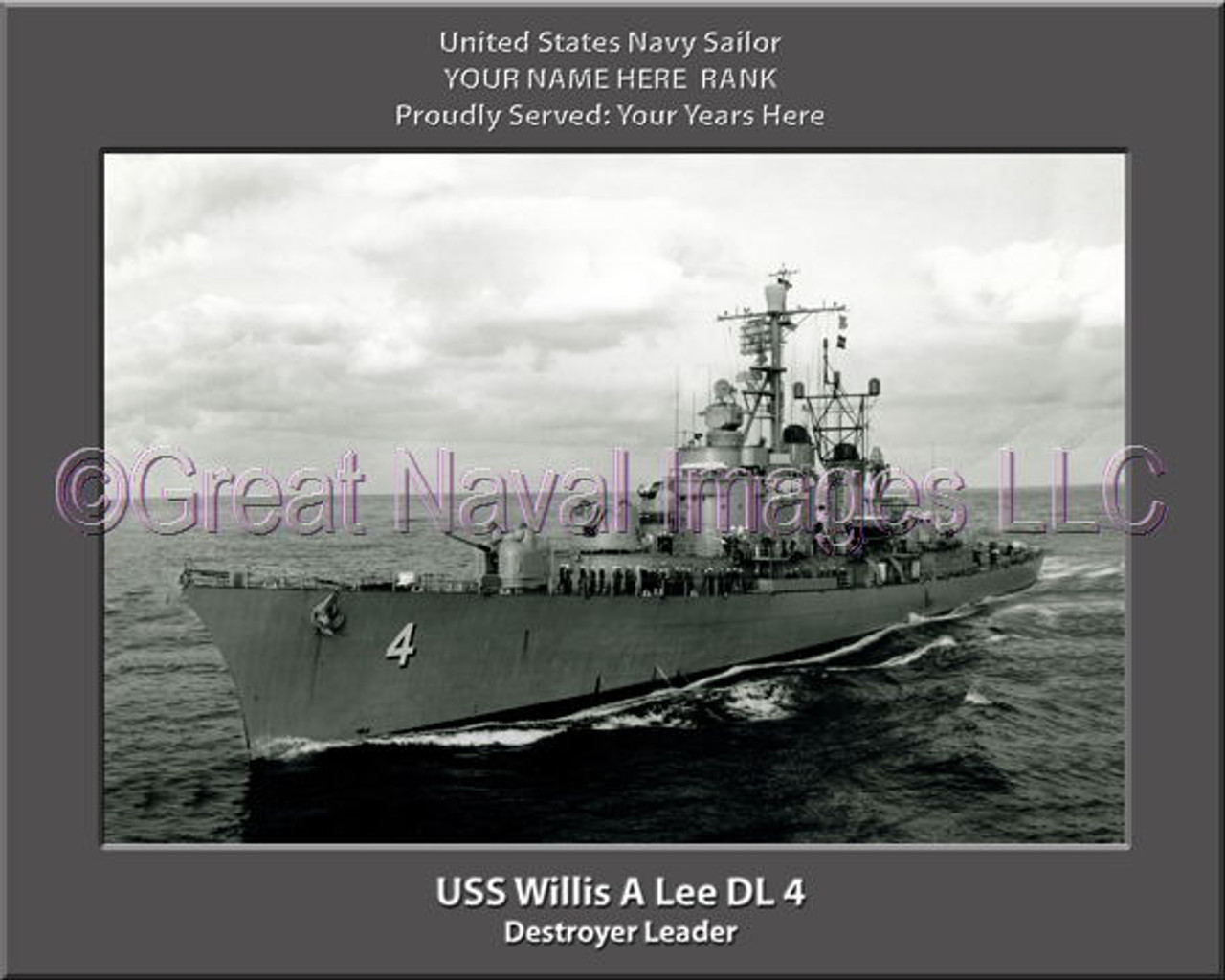 USS Willis A Lee DL 4 Personalized Ship Canvas Print