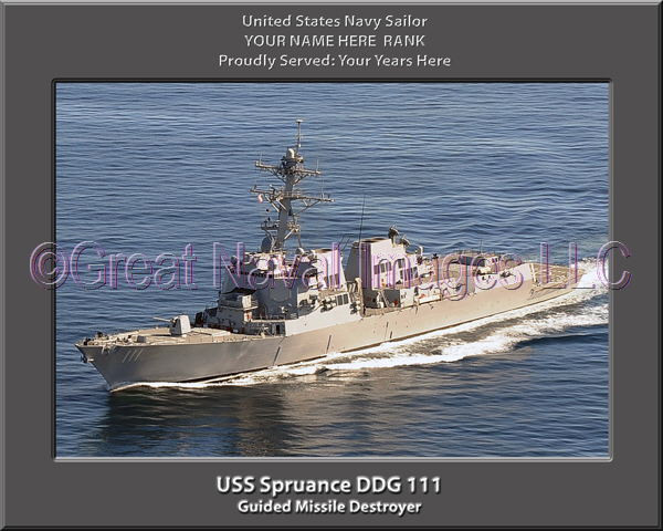 USS Spruance DDG 111 Personalized Ship Canvas Print