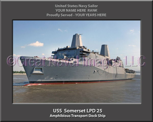 USS Somerset LPD 25 Personalized Ship Canvas Print
