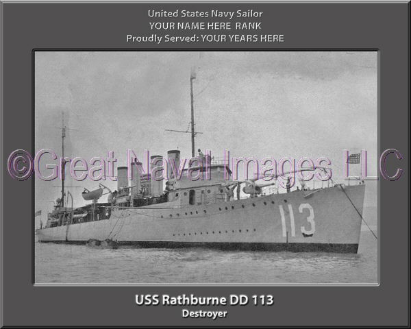 USS Rathburne DD 113 Personalized Ship Canvas Print