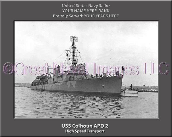 USS Colhoun APD 2 Personalized Ship Canvas Print