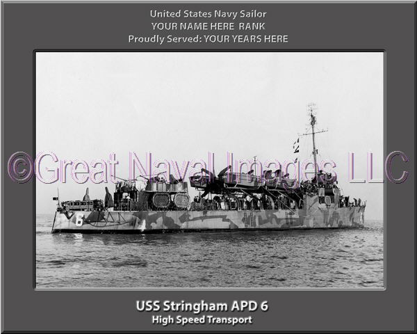 USS Stringham APD 6 Personalized Ship Canvas Print