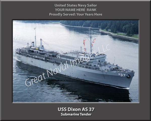 USS Dixon AS 37 Personalized Ship Canvas Print