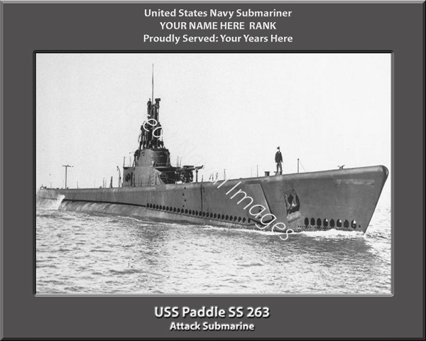 USS Paddle SS 263 Personalized Submarine Canvas Print