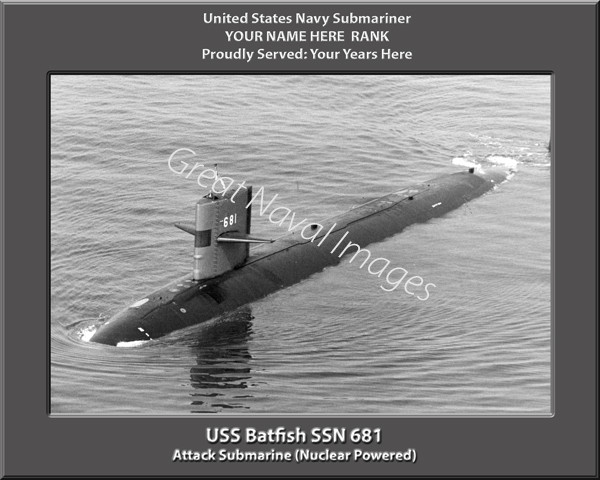 USS Batfish SSN 681 Personalized Submarine Canvas Print