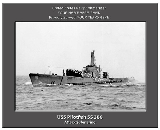USS Pilotfish SS 386 Personalized Submarine Canvas Print