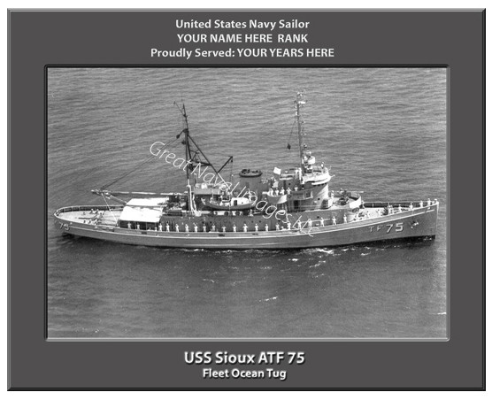 USS Sioux ATF 75 Personalized Ship Canvas Print