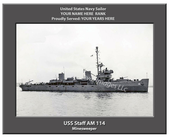 USS Staff AM 114 Personalized Ship Canvas Print