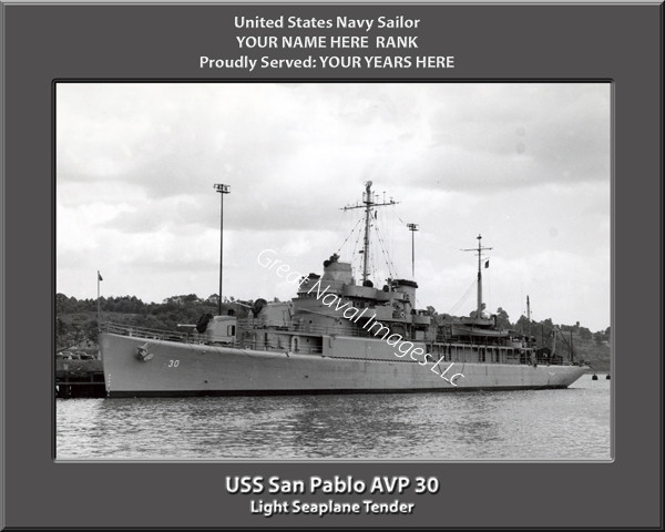 USS San Pablo AVP 30 Personalized Ship Canvas Print - Great Naval ...