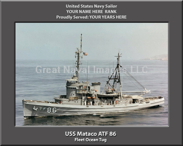 USS Mataco ATF 86 Personalized Ship Canvas Print - Great Naval Images LLC