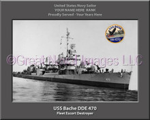 USS Bache DDE 470 Personalized Ship Canvas Print