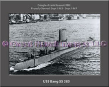 USS Bang SS 385 Personalized Submarine Canvas Print