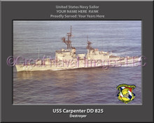 USS Carpenter DD 825 Personalized Ship Canvas Print