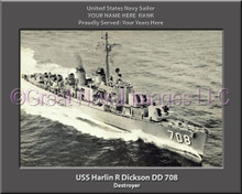 USS Harlin R Dickson DD 708 Personal Ship Canvas Print