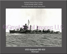 USS Grayson DD 435 Personalized Ship Canvas Print