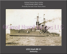 USS Utah BB 31 Personalized Ship Canvas Print