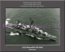 USS Meredith DD 890 Personalized Ship Canvas Print