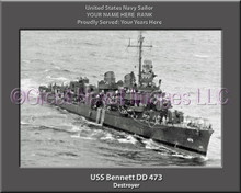 USS Bennet DD 473 Personalized Ship Canvas Print