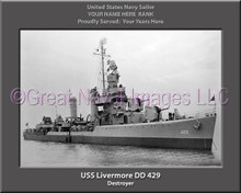 USS Livermore DD 429 Personalized Ship Canvas Print
