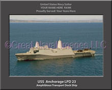 USS Anchorage LPD 23 Personalized Ship Canvas Print