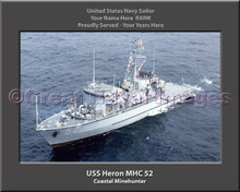 USS Heron MHC 52 Personalized Ship Canvas Print