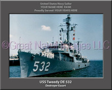 USS Tweedy DE 532 Personalized Ship Canvas Print