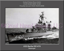 USS Bache DD 470 Personalized Ship Canvas Print