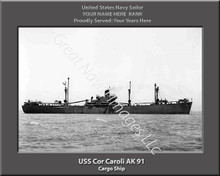 USS Cor Caroli AK 91 Personalized Ship Canvas Print