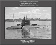 USS Barbel SS 580 Personalized Submarine Canvas Print