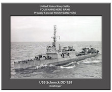 USS Schenck DD 159 Personalized Ship Canvas Print