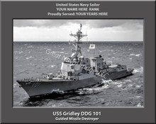 USS Gridley DDG 101 Personalized Ship Canvas Print 2 - Great Naval ...