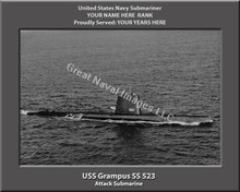USS Tuna SS 203 Personalized Submarine Canvas Print