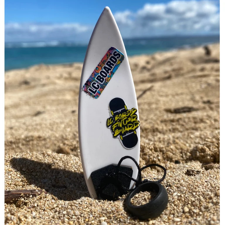 LC BOARDS FINGER SURFBOARD WHITE WITH LEASH