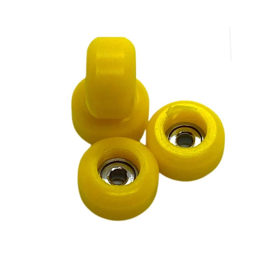 LC BOARDS FINGERBOARD WHEELS YELLOW WITH BEARINGS CNC LATHED