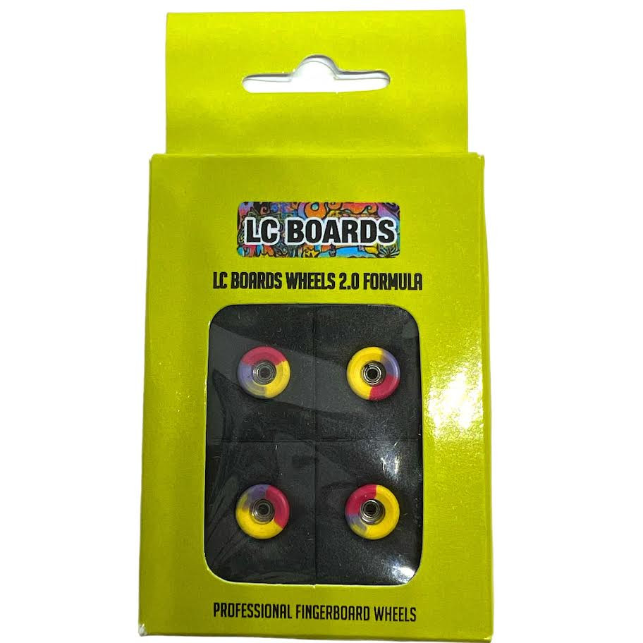 LC BOARDS URETHANE SWIRL BOWL WHEELS YELLOW/PURPLE/RED 2.0