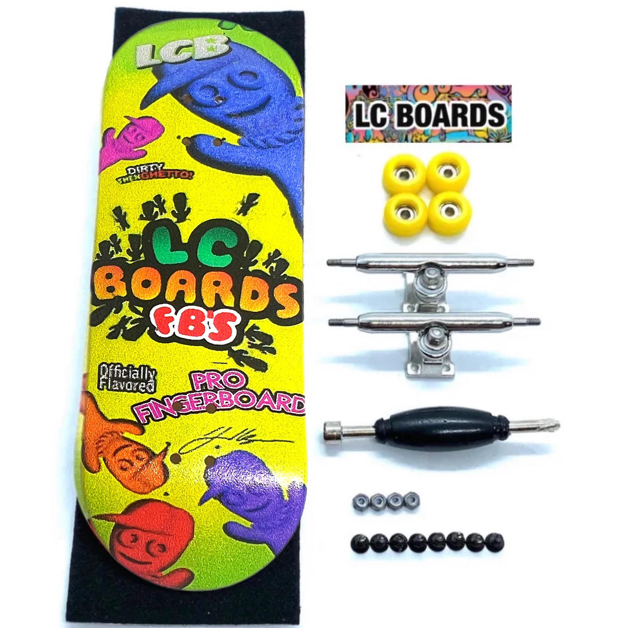 Lc Boards Fingerboard 98x34 Complete Sour Patch Graphic With Foam Grip Tape