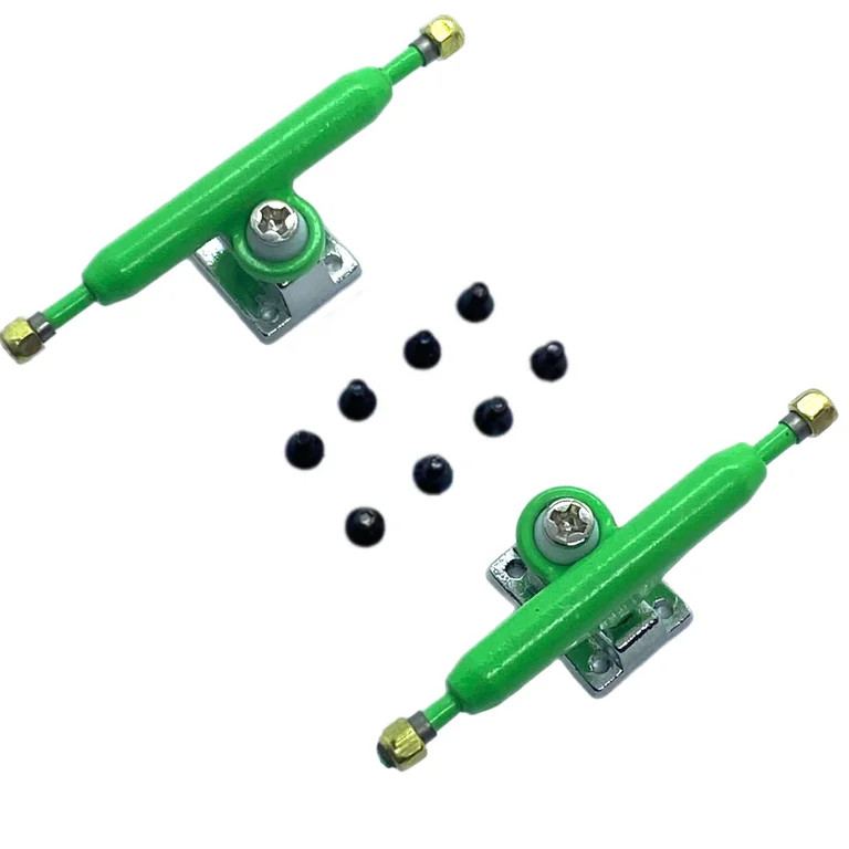 Metal fingerboard trucks with fully tuneable features and rubber bushings