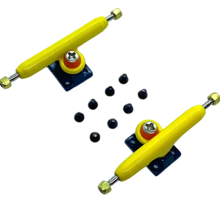 Metal fingerboard trucks with fully tuneable features and rubber bushings