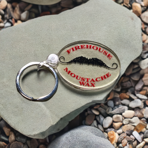 Firehouse Moustache Wax Clear Acrylic Keychain
