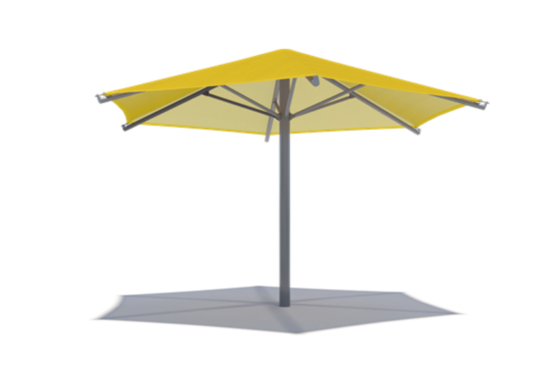 Single Post Hexagon Commercial Shade Structure