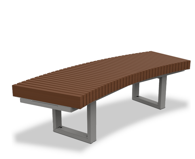 Infinity 2' Curved 1230 Thermory Flat Bench, Powder Coat Frame Finish