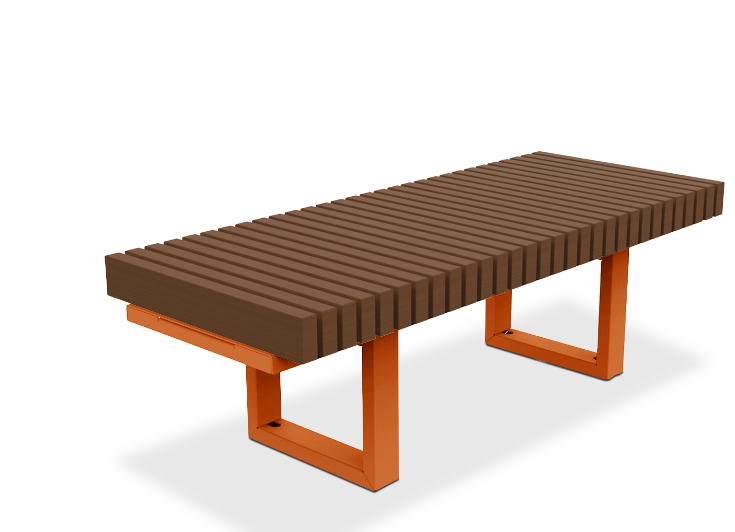 Infinity 2' x 5' Linear Thermory Flat Bench, Powder Coat Frame Finish