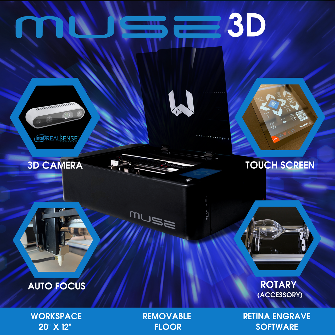 Muse 3D Desktop Laser Cutting and Engraving Machine | Full Spectrum Laser