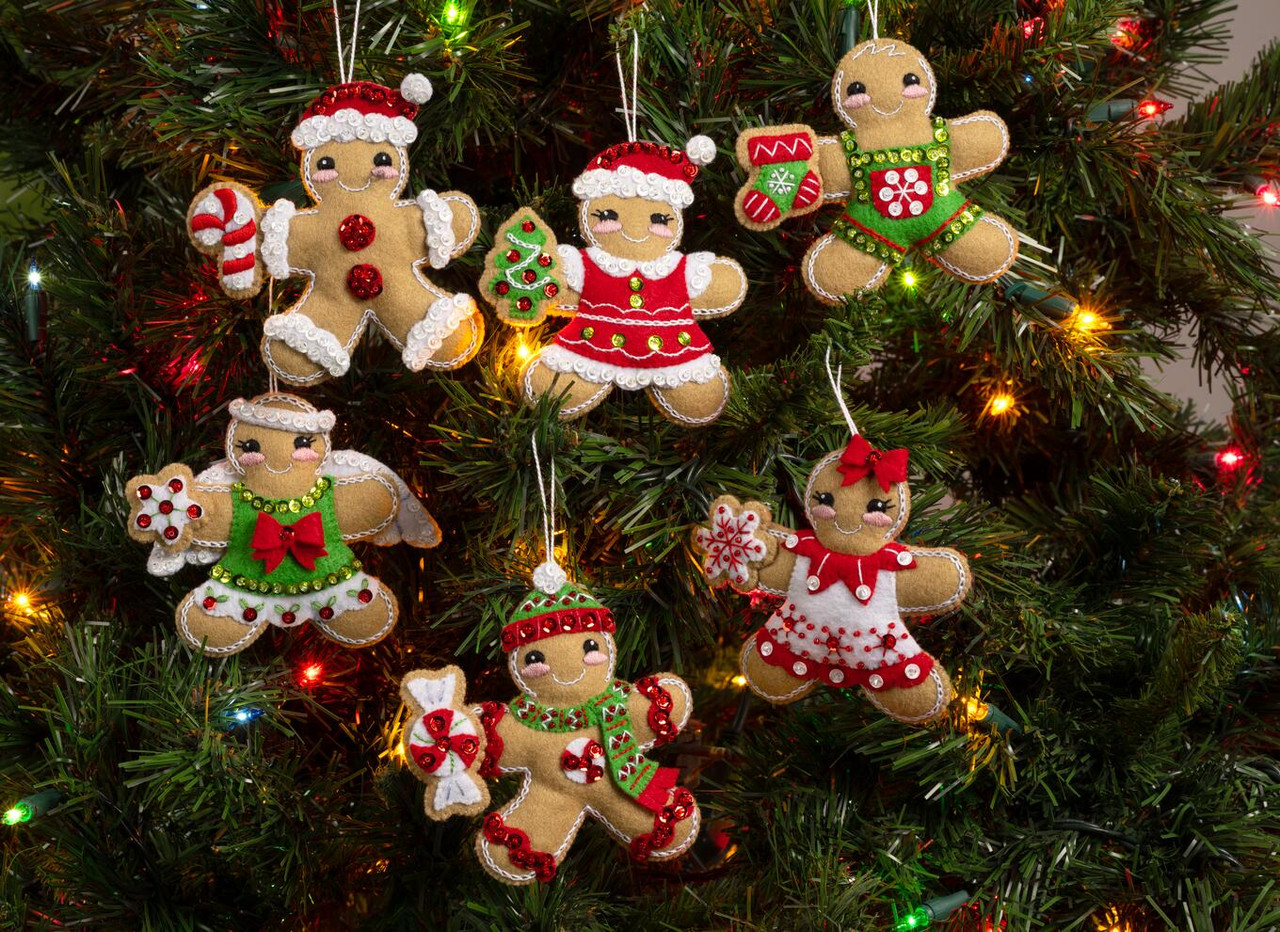 Dressed up Gingerbread Felt Ornament kit from Bucilla, set of 6