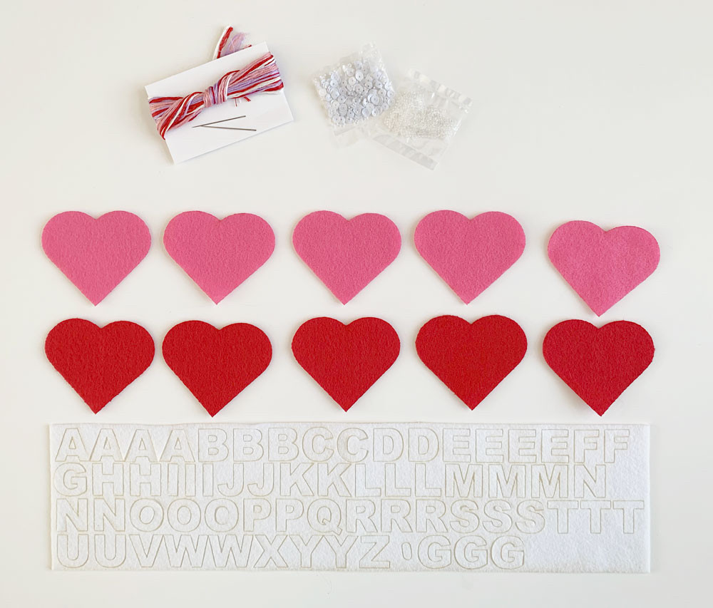 Valentines Day Felt Garland Heart Kit
