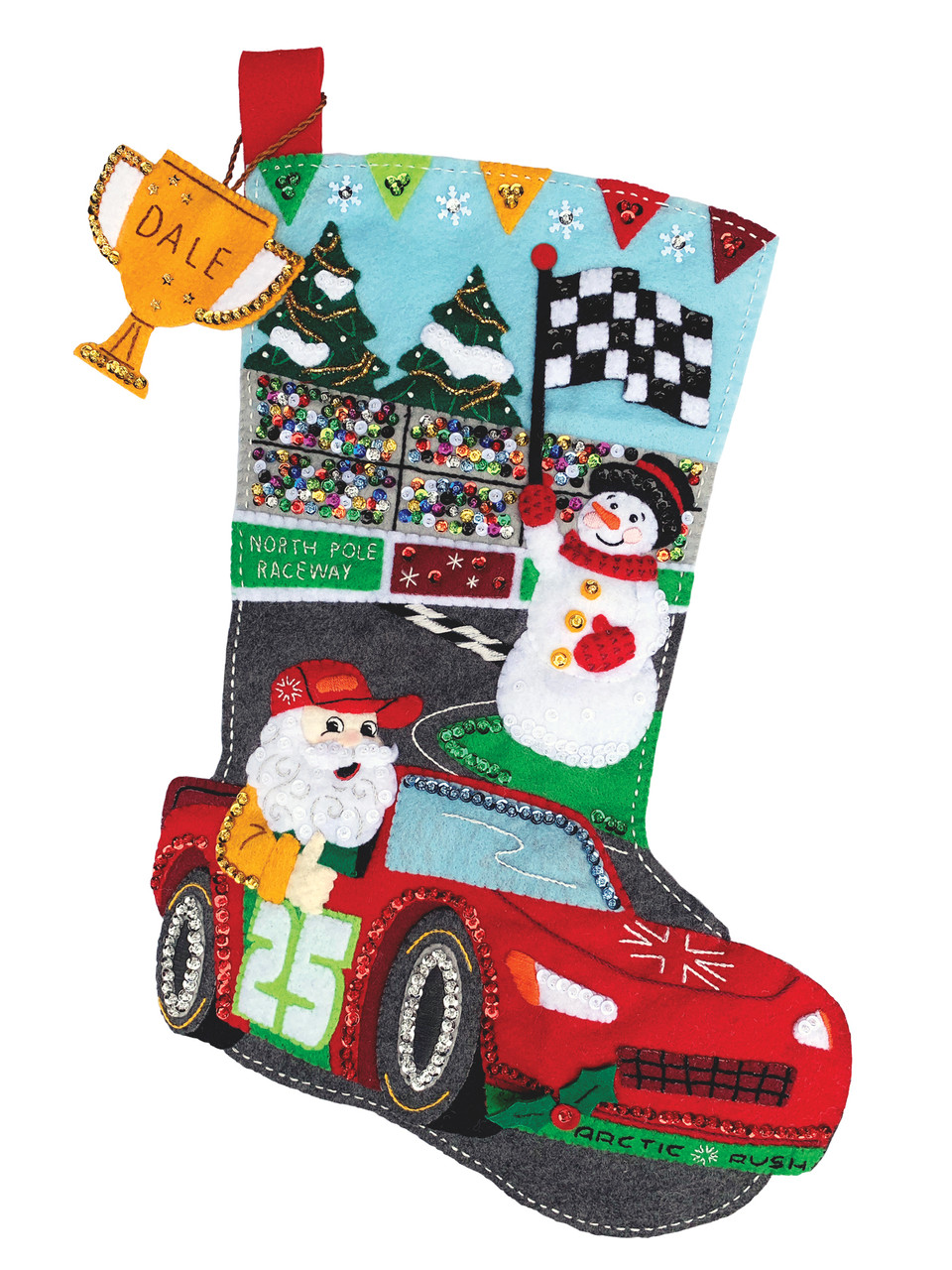 North Pole Raceway Christmas Stocking Kit by MerryStockings